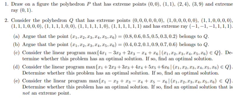 Solved 1. Draw on a figure the polyhedron P that has extreme | Chegg.com