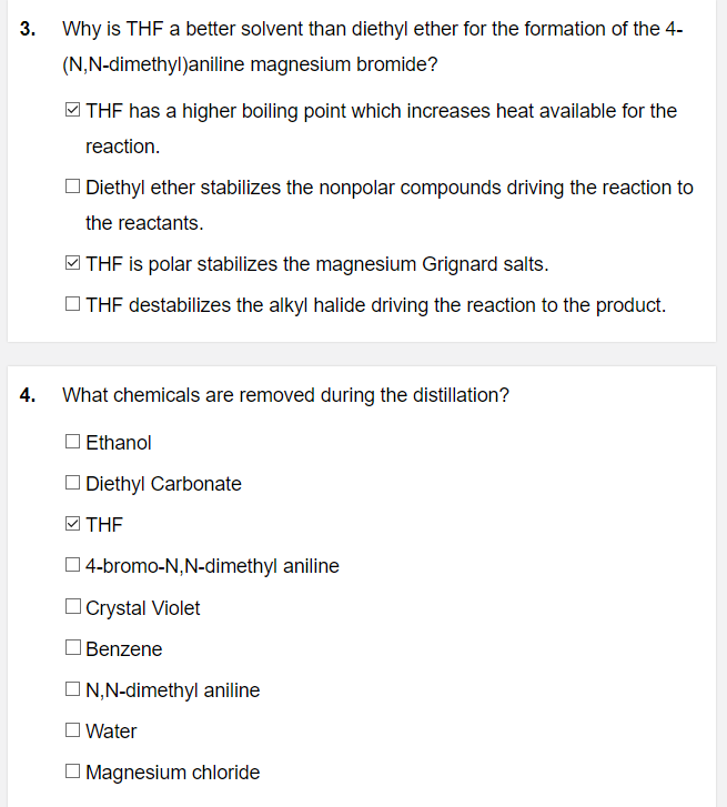 Solved 3. Why is THF a better solvent than diethyl ether for | Chegg.com