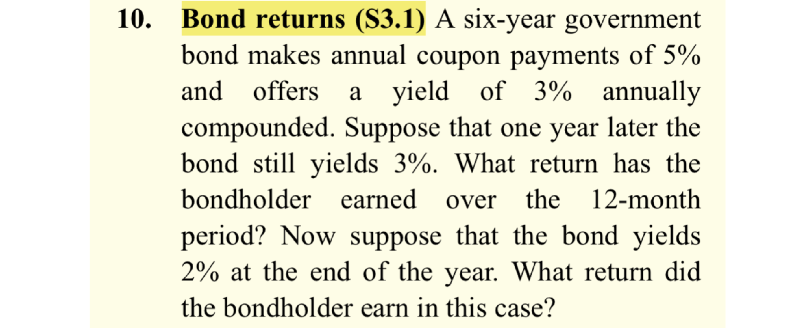 Solved Bond returns (S3.1) A six-year government bond makes | Chegg.com