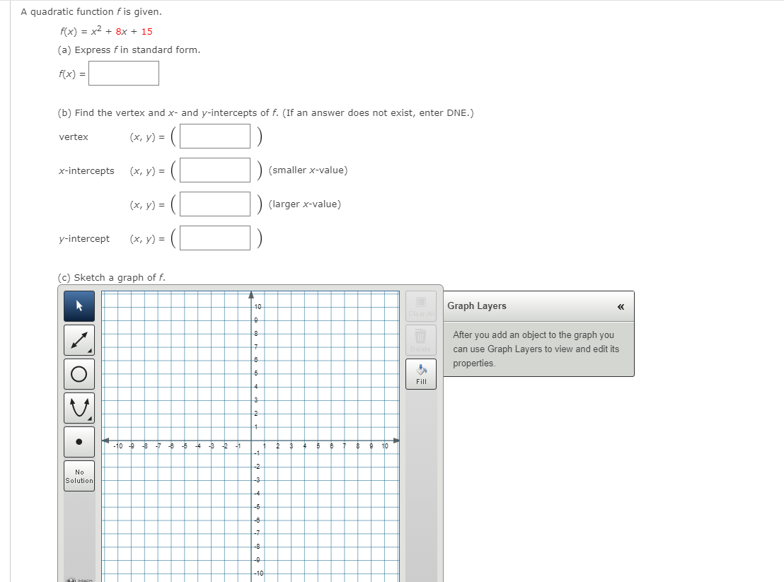Solved A quadratic function fis given. f(x) = x2 + 8x + 15 | Chegg.com