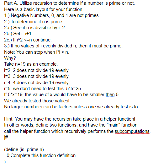 Solved Part A. Utilize recursion to determine if a number is | Chegg.com
