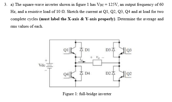 Solved = 3. a) The square-wave inverter shown in figure 1 | Chegg.com