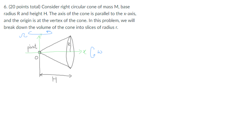 Solved 6. (20 points total) Consider right circular cone of | Chegg.com