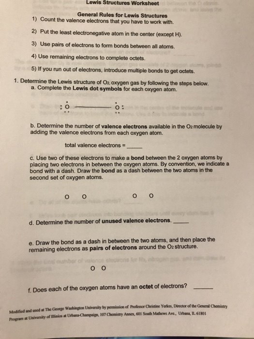 Solved Lewis Structures Worksheet General Rules for Lewis | Chegg.com