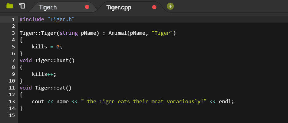 Solved Download these files (Animal.h Animal.cpp Ilger.h | Chegg.com
