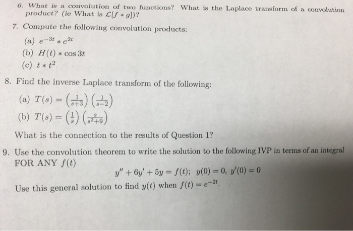 Solved 6. W hat is a convolution of two functions? What is | Chegg.com