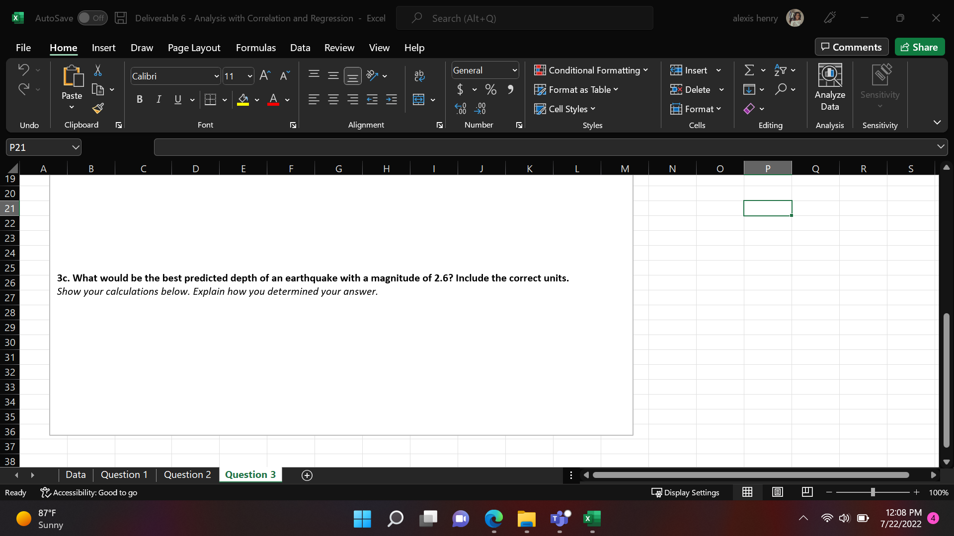 Solved 1a. Using the data on the 'data' tab, construct a | Chegg.com