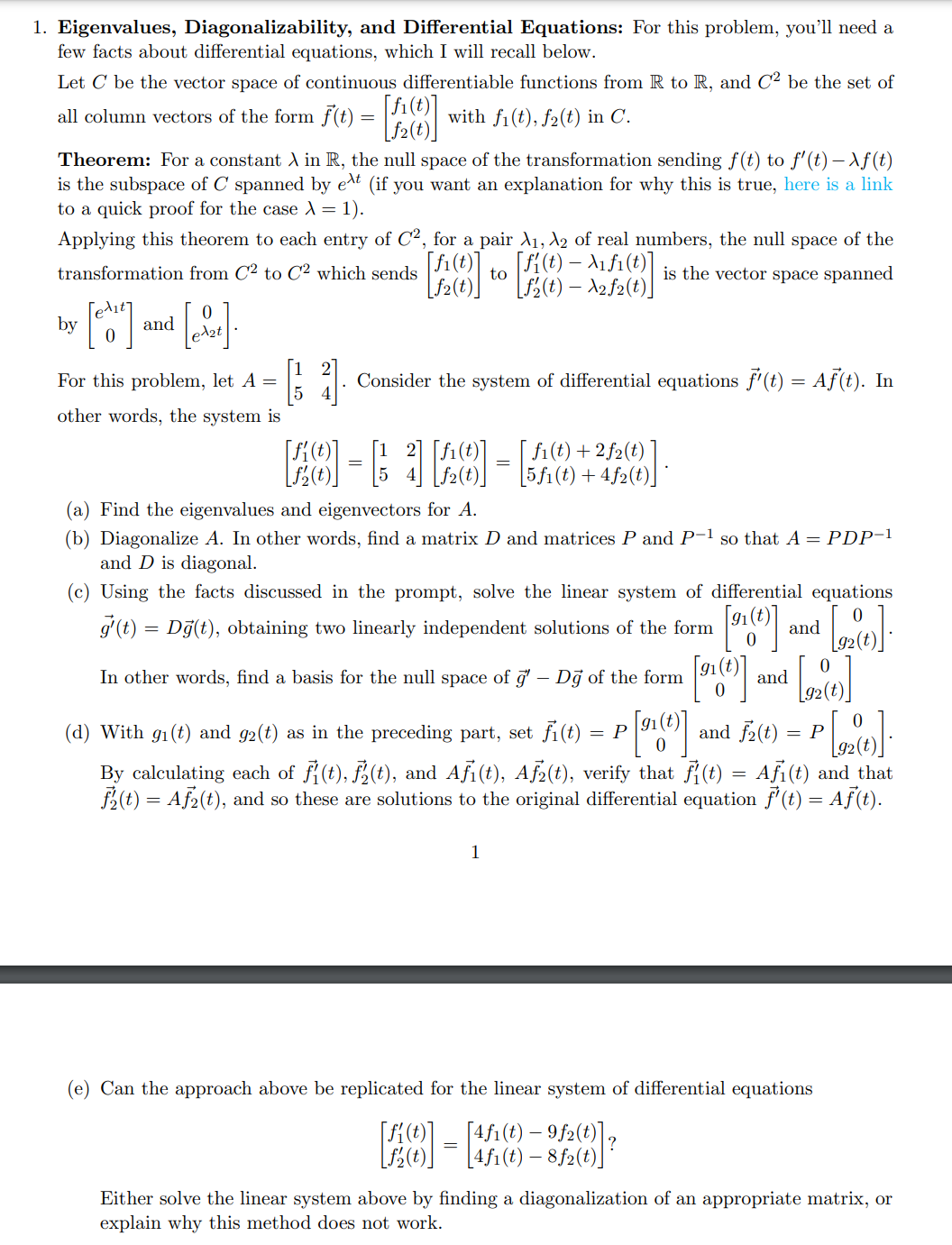 Solved Eigenvalues, Diagonalizability, and Differential | Chegg.com
