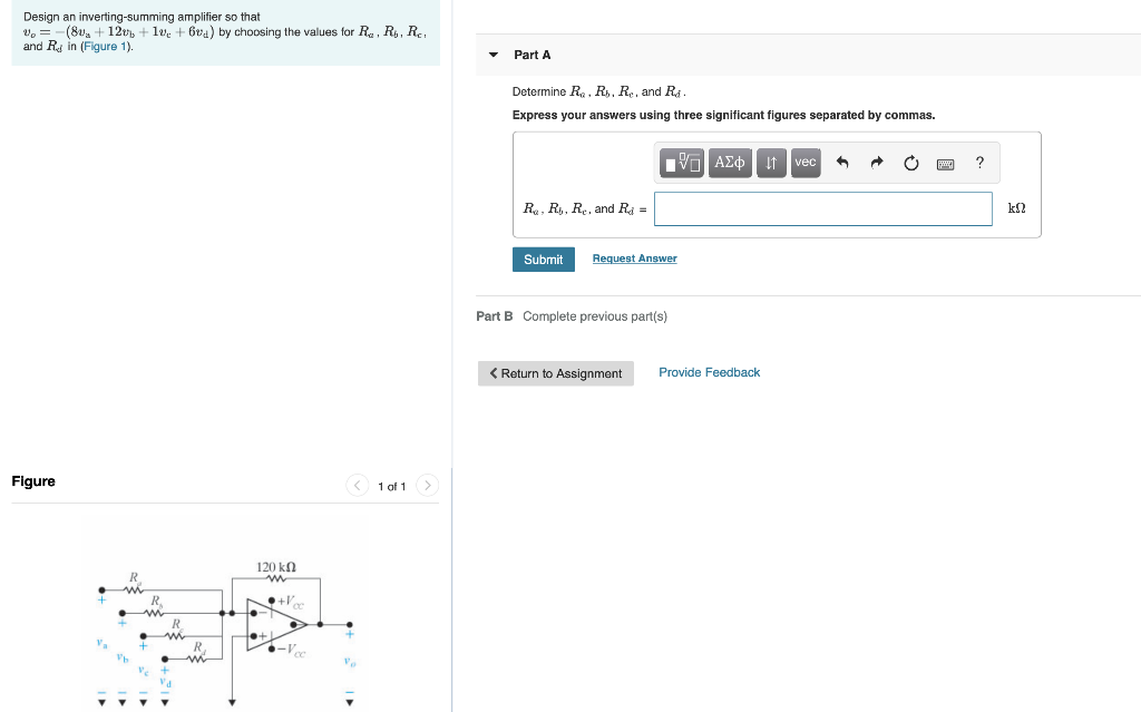 Solved Design an inverting-summing amplifier so that 4. = | Chegg.com