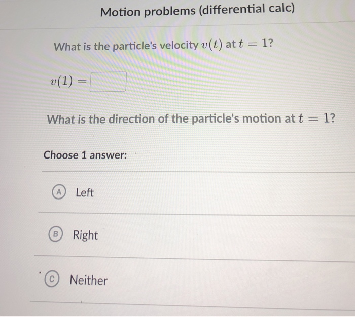 Solved Motion problems (differential calc) A particle moves | Chegg.com