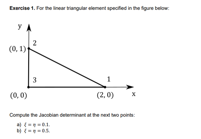 Solved Exercise 1. For the linear triangular element | Chegg.com