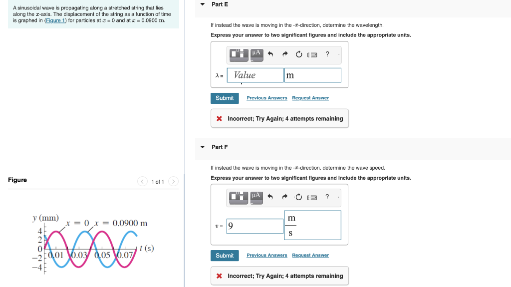 [Solved]: A sinusoidal wave is propagating along a stretch