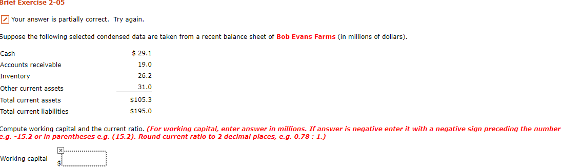 Solved Brief Exercise 2-05 Your answer is partially correct. | Chegg.com