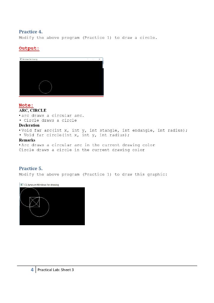 Practical lab: Computer Graphics Sheet 3: Chapter 3: | Chegg.com