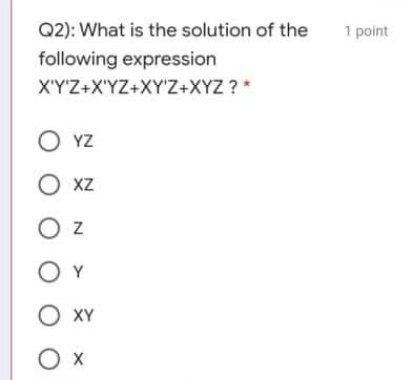 Solved 1 point Q2): What is the solution of the following | Chegg.com