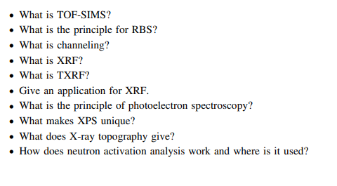 Solved • What is TOF-SIMS? • What is the principle for RBS? | Chegg.com