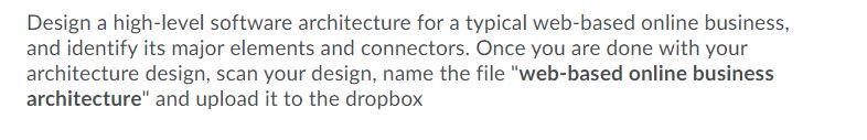 Solved Design a high-level software architecture for a | Chegg.com