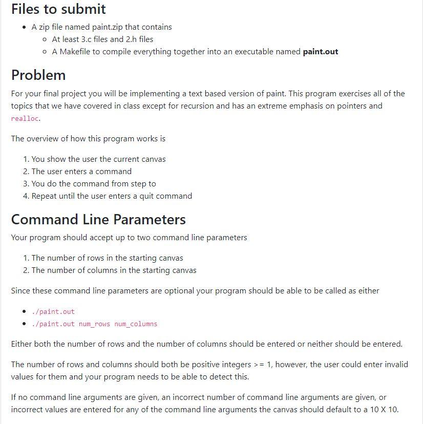 Solved Files to submit - A zip file named paint.zip that | Chegg.com