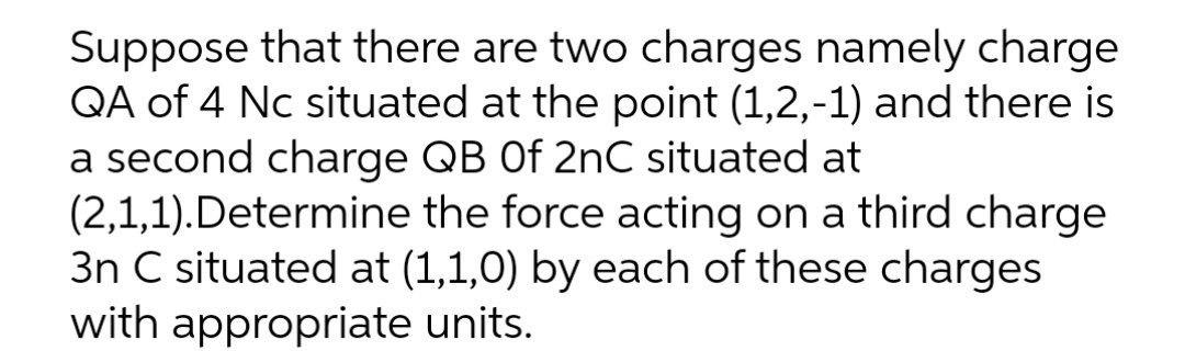 Solved Suppose that there are two charges namely charge QA | Chegg.com
