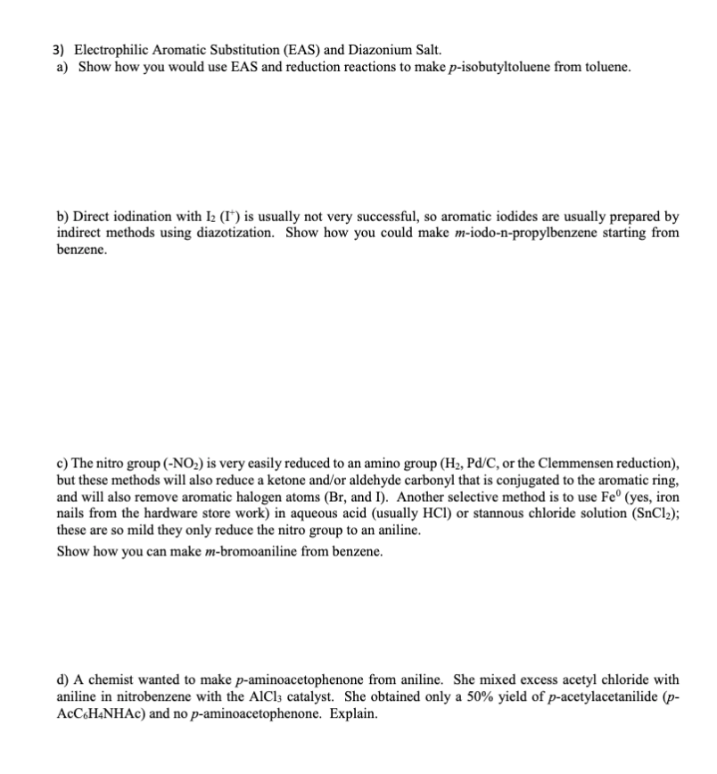 Solved 3) Electrophilic Aromatic Substitution (EAS) and | Chegg.com