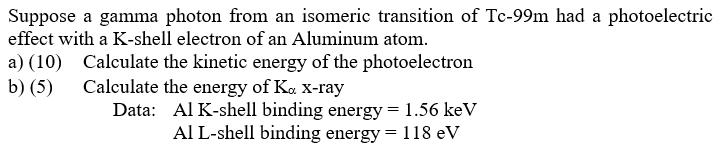 Solved Suppose a gamma photon from an isomeric transition of | Chegg.com
