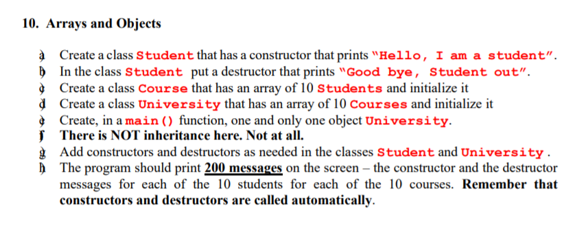 Solved 10. Arrays and Objects à Create a class Student that | Chegg.com