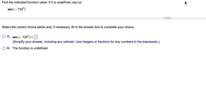 Solved Find the indicated function value. If it is | Chegg.com