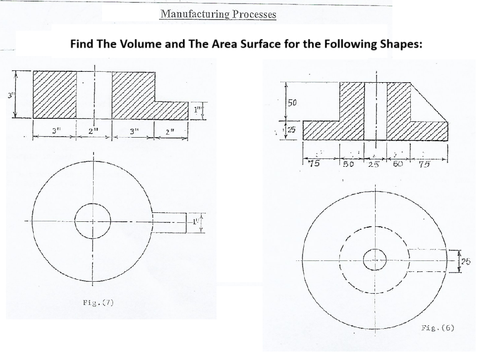 Solved Manufacturing ProcessesFind The Volume and The Area | Chegg.com