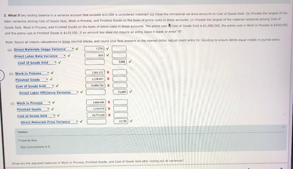 Solved Closing the Balances in The Variance Accounts at the | Chegg.com