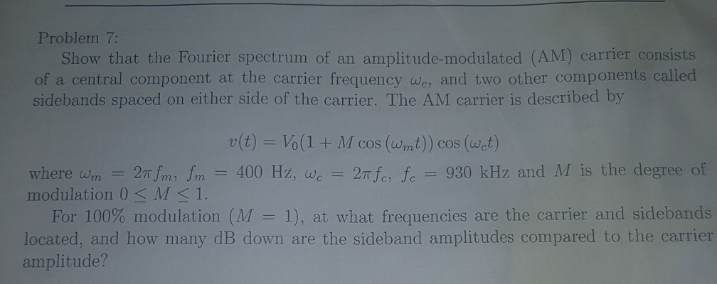 Solved Problem 7: Show that the Fourier spectrum of an | Chegg.com