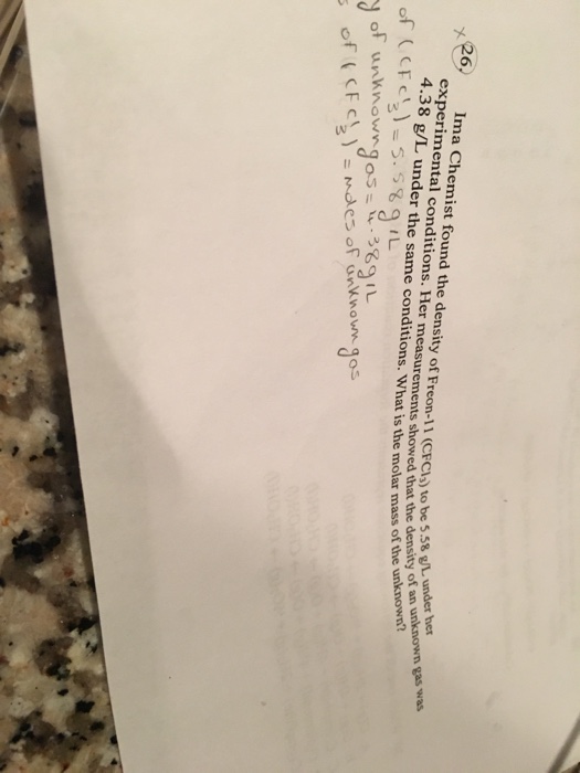 Solved Ima Chemist found the density of Freon-11 (CFCl_3) to | Chegg.com