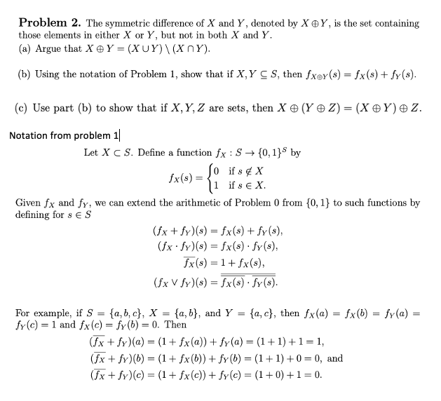 Solved Problem 2. The symmetric difference of X and Y , | Chegg.com
