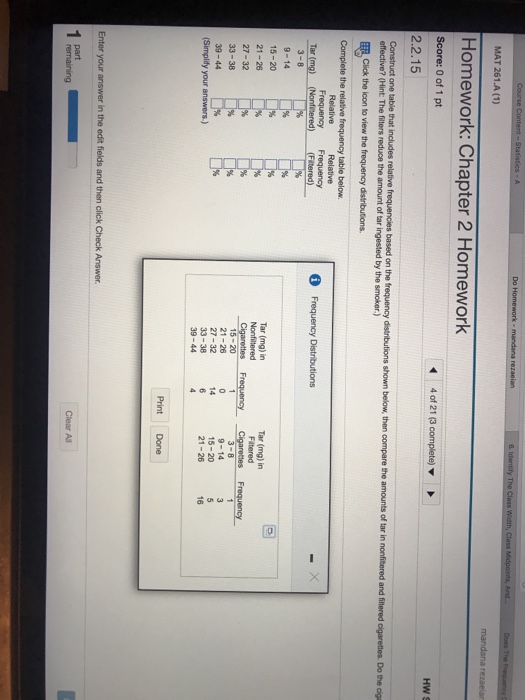 Solved MAT 261.A (1) Homework: Chapter 2 Homework Score: 0 | Chegg.com