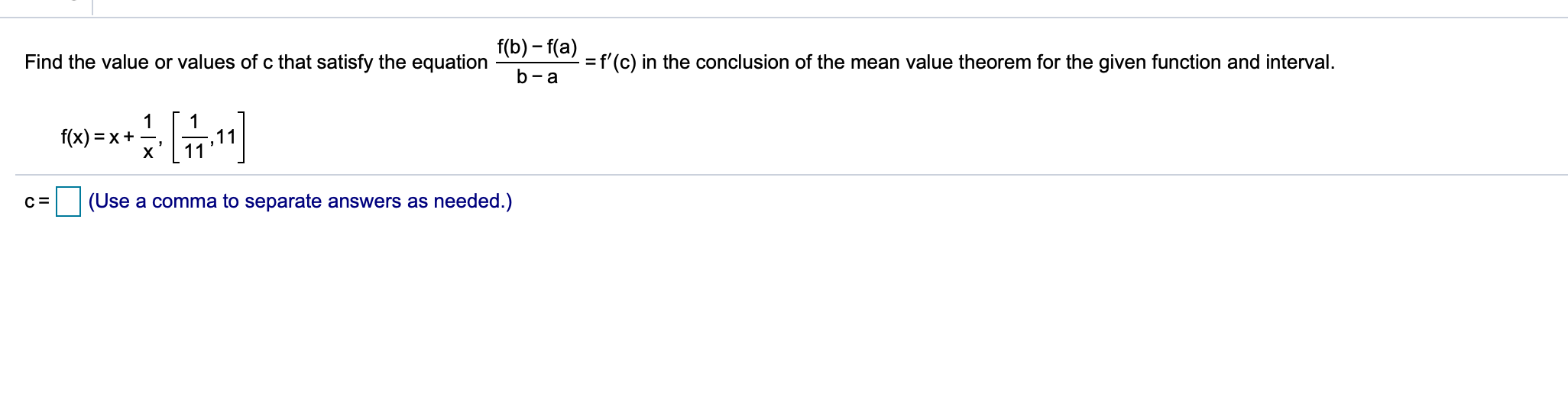 Solved f(b) – f(a) Find the value or values of c that | Chegg.com
