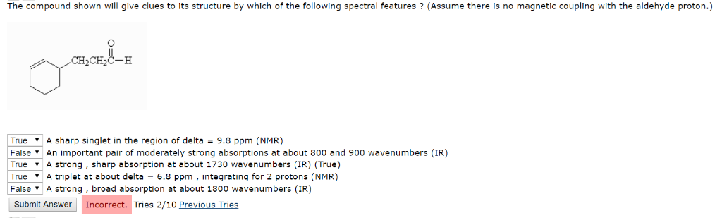 Solved The compound shown will give clues to its structure | Chegg.com
