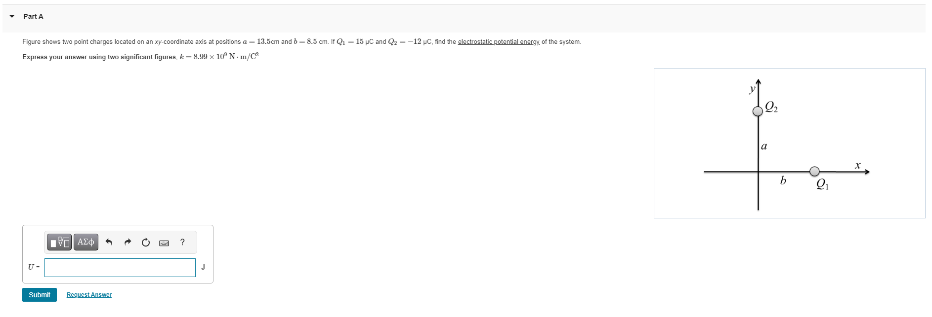 Solved Figure shows two point charges located on an | Chegg.com