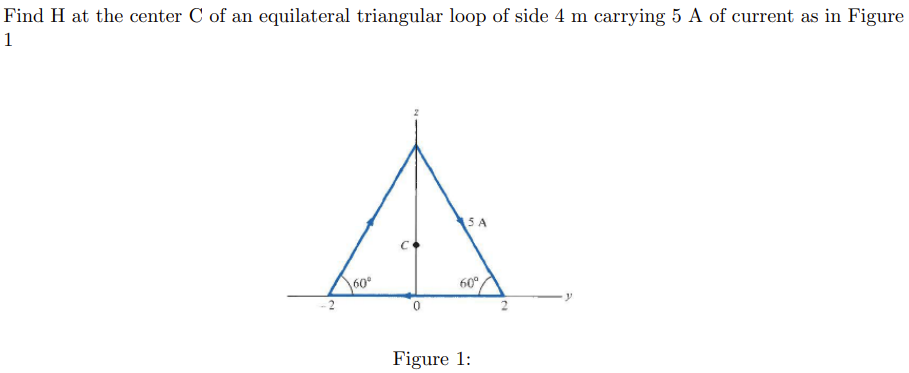 Solved Find H at the center C of an equilateral triangular | Chegg.com