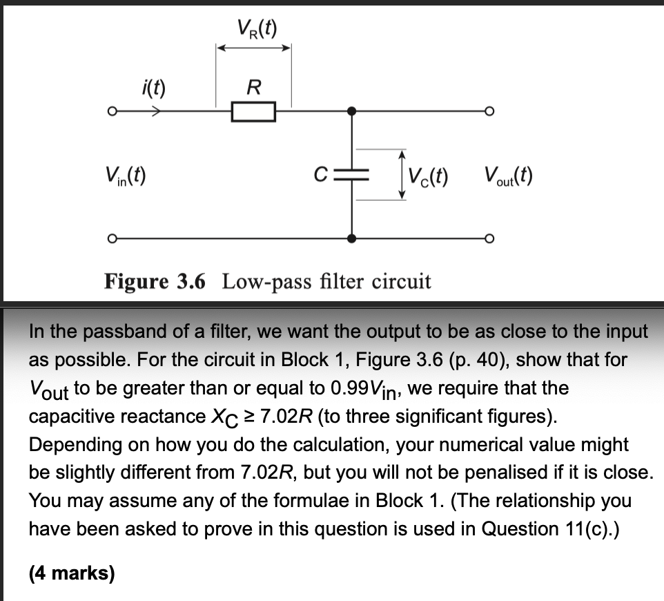 Solved Figure 3.6 Low-pass filter circuit In the passband of | Chegg.com