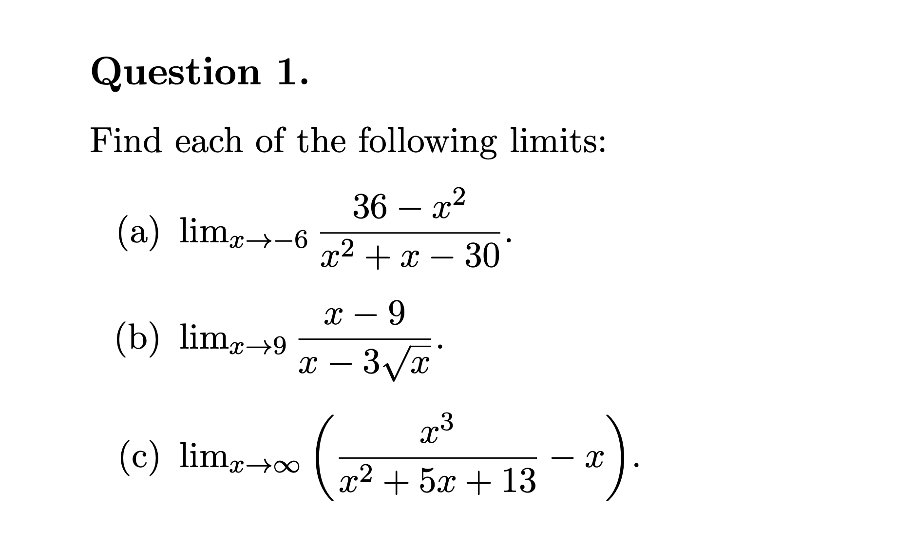 Solved Find each of the following limits: (a) | Chegg.com