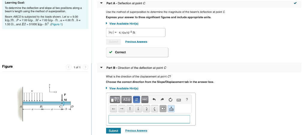 Solved Part A - Deflection at point C Learning Goal: To | Chegg.com