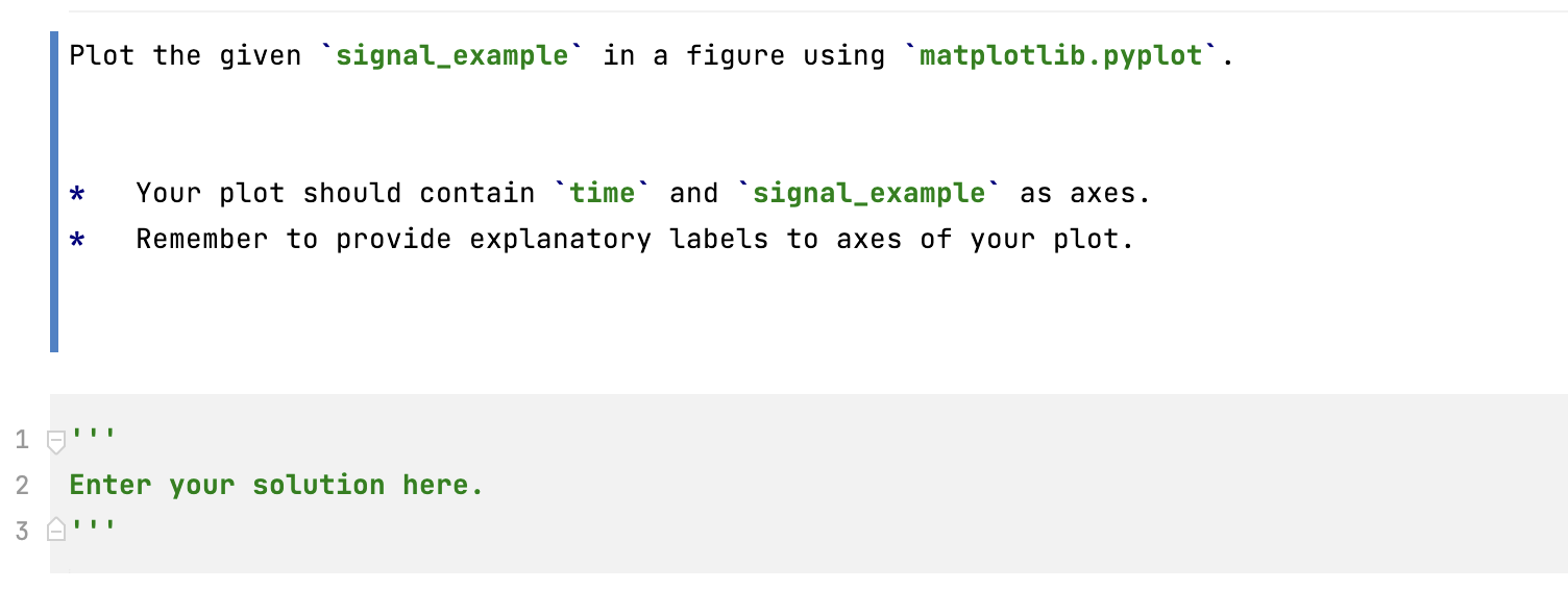 Solved Plot the given 'signal_example' in a figure using | Chegg.com