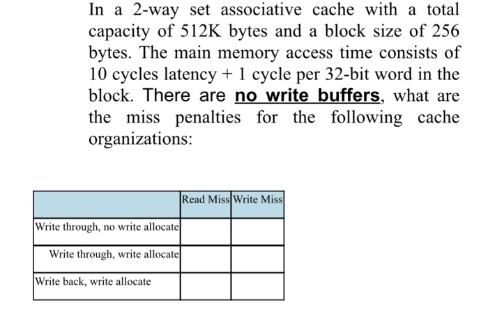 Solved In a 2-way set associative cache with a total | Chegg.com
