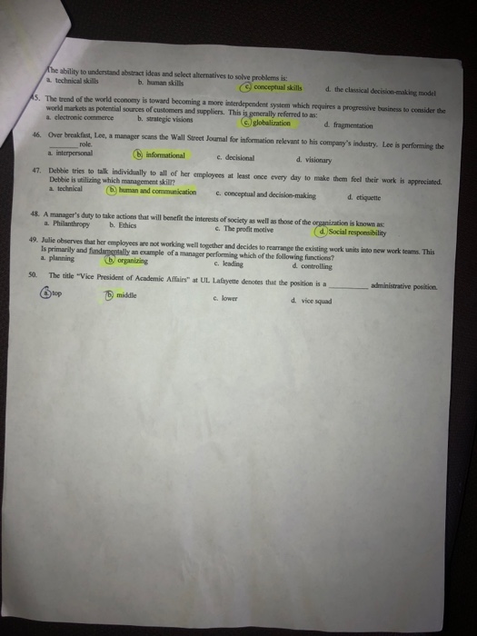 Solved he ability to understand abstract ideas and select | Chegg.com