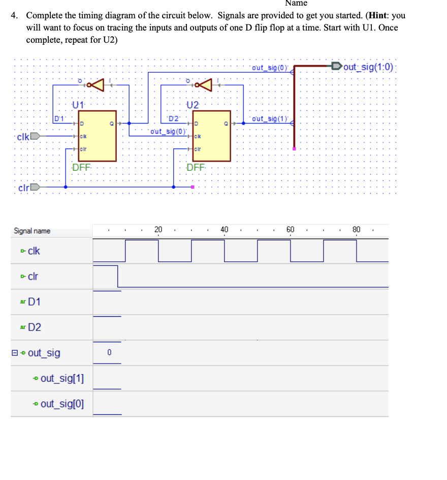 Solved 4. Complete the timing diagram of the circuit below. | Chegg.com