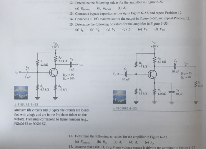 Solved 12. Determine the following values for the amplifier | Chegg.com