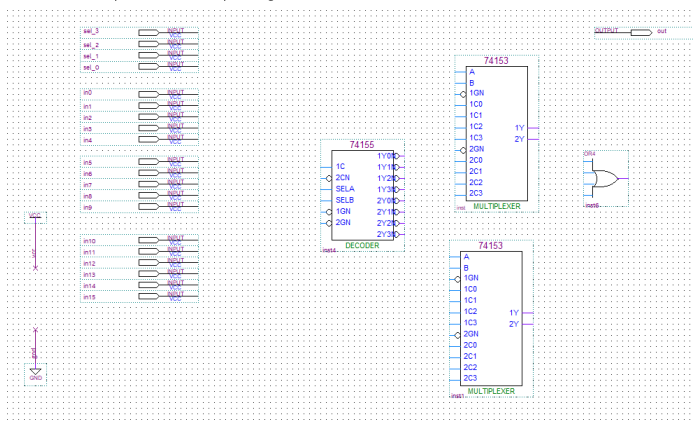 Inputs: in[15:0] (MSB LSB) sel[3:0] Output: outWire | Chegg.com