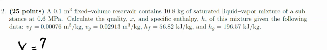 Solved 2. (25 points) A 0.1 m² fixed-volume reservoir | Chegg.com