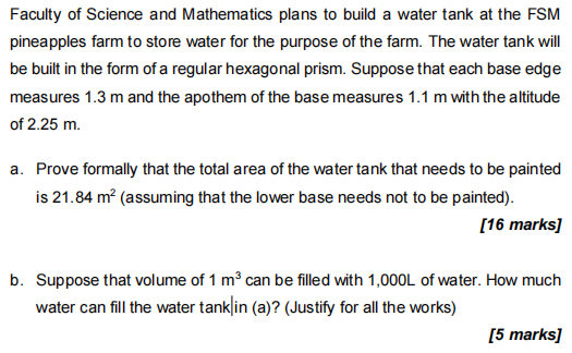 Solved Faculty of Science and Mathematics plans to build a | Chegg.com