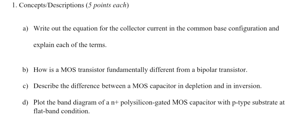 Solved Concepts/Descriptions ( 5 points each) a) Write out | Chegg.com
