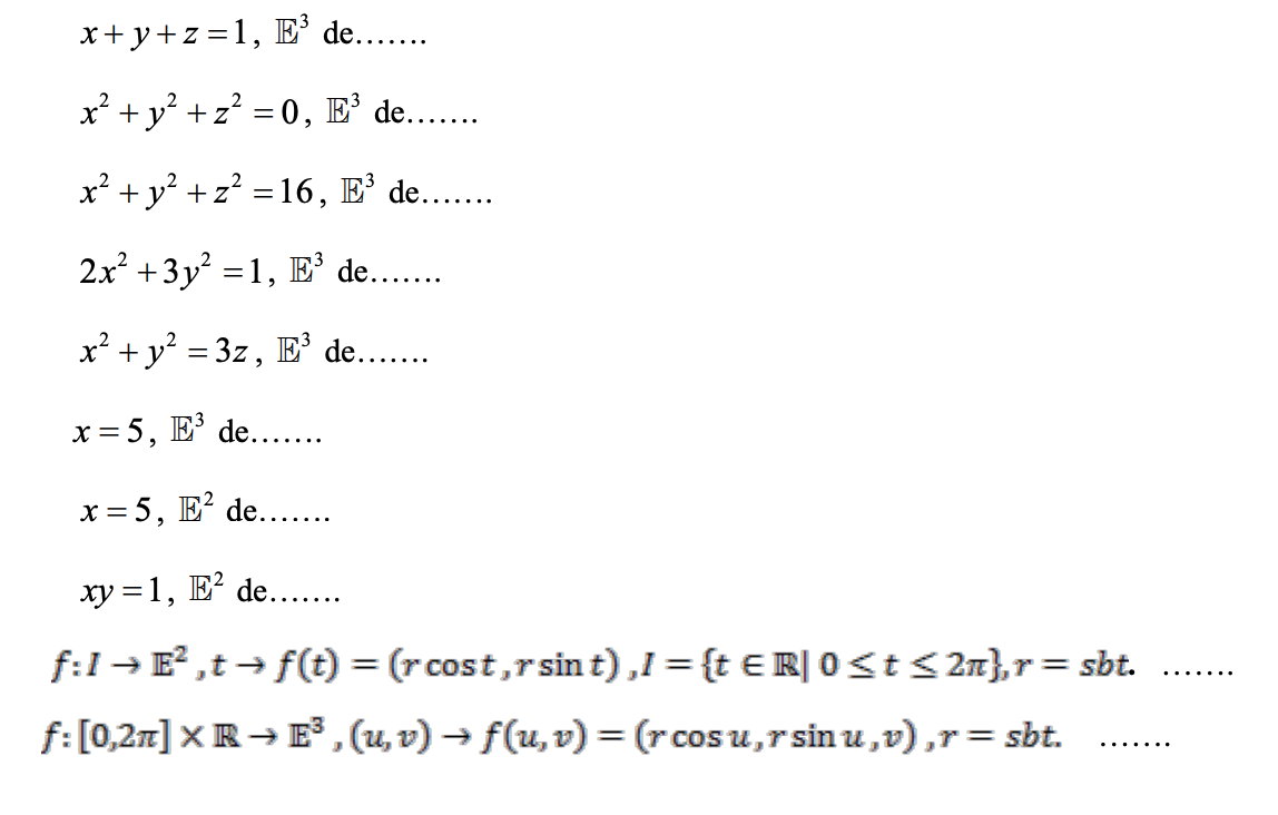 Solved 1)Write the names of the geometric places shown by | Chegg.com
